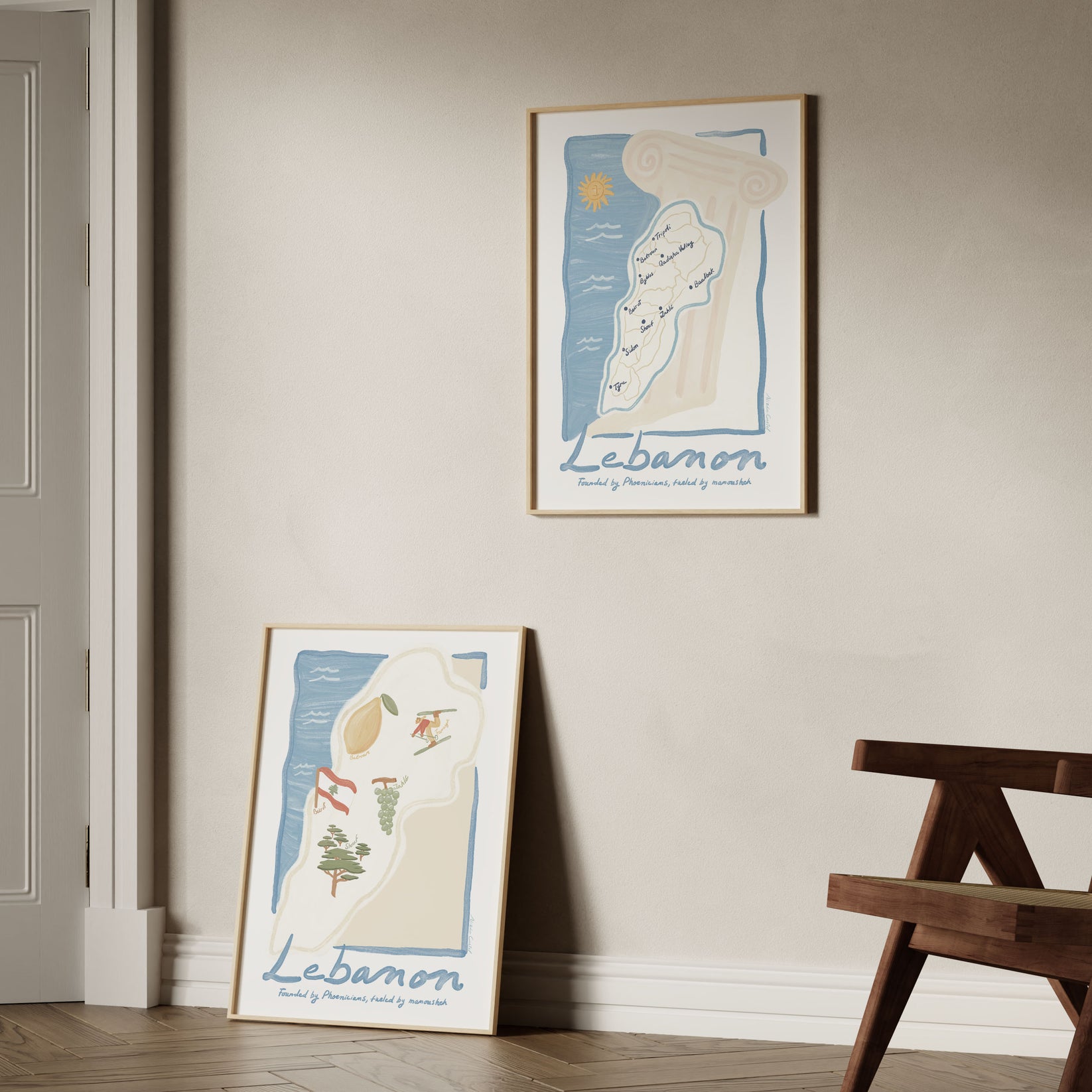 Map of Lebanon Phoenician foundations Art Print | Alizée Castel ...