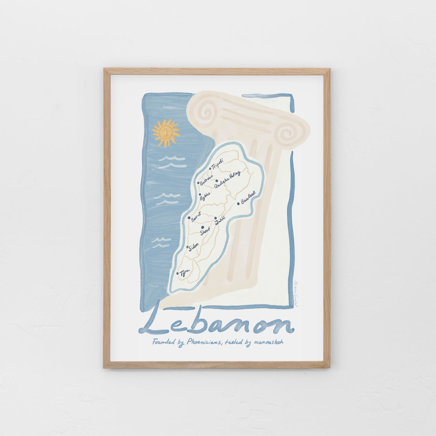 Map of Lebanon Phoenician foundations Art Print | Alizée Castel ...