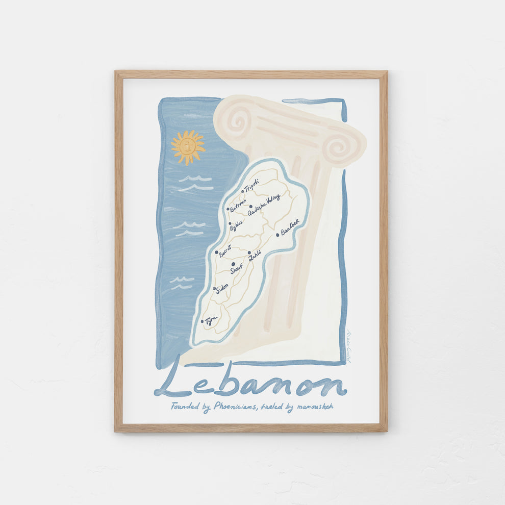 Map of Lebanon Phoenician foundations Art Print | Alizée Castel ...